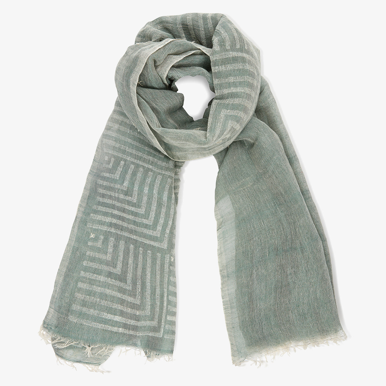 Olive Green Block Printed Scarf – MADE51 - Shop